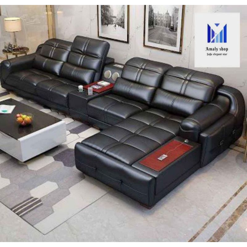 Jual Sofa Kulit Minimalis Hitam Kualitas Bahan Premium Kursi Ruang Tamu ...
