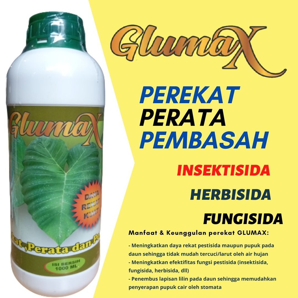 Jual GLUMAX 1 Liter Perekat Penembus Perata Insektisida pupuk | Shopee ...