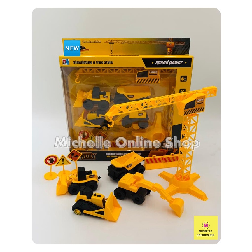 Jual Mainan Anak Mobil Mobilan Truk Sampah Konstruksi Traktor isi 4 pcs ...