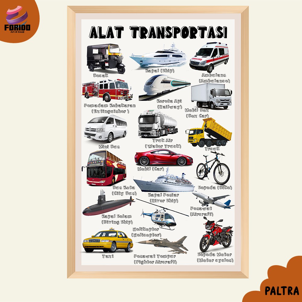 Jual POSTER ANAK EDUKASI BELAJAR PENGENALAN ALAT TRANSPORTASI DAN ALAT ...