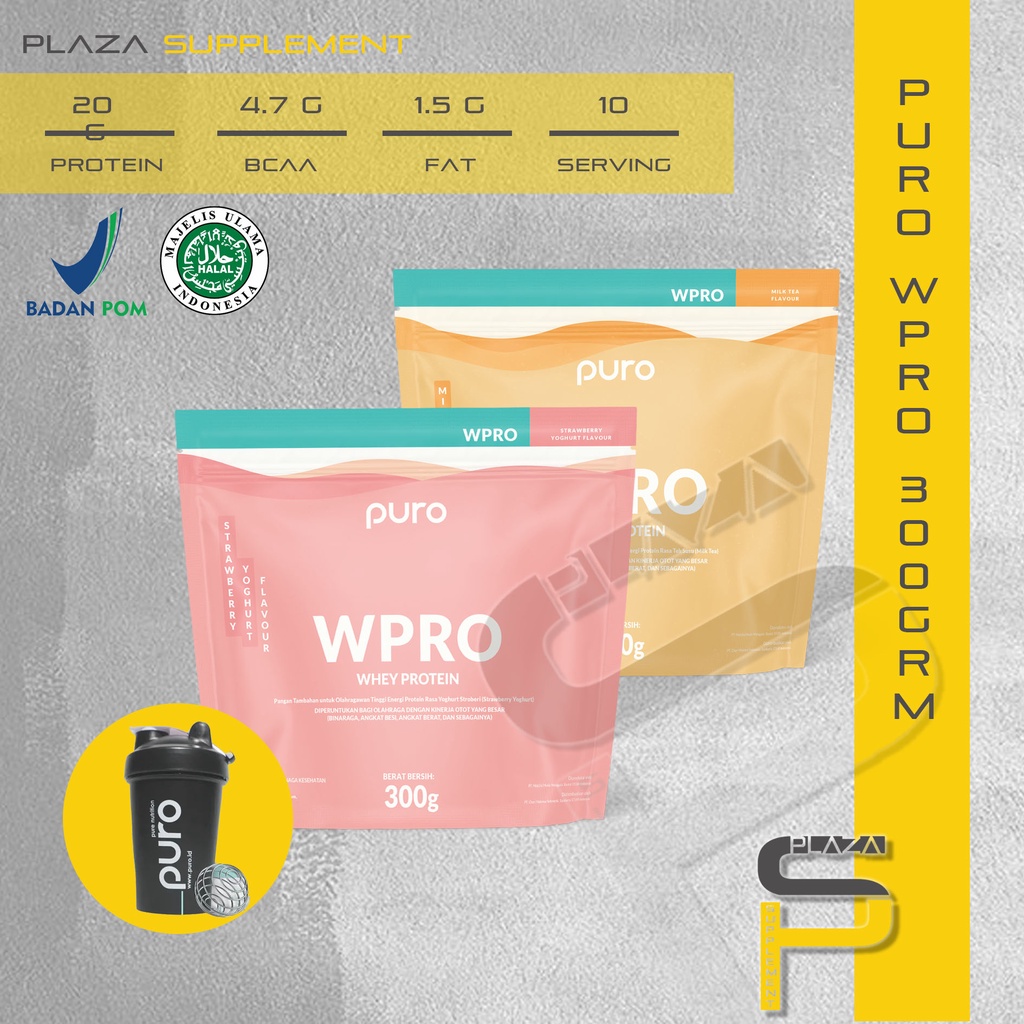 Jual Puro Wpro 300grm Strawberry Yoghurt & Milk Tea ( Whey Protein ...