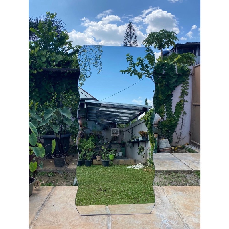Jual Standing Curvy Mirror thin frame cermin hias abstrak gelombang 170x80 CM | Shopee Indonesia