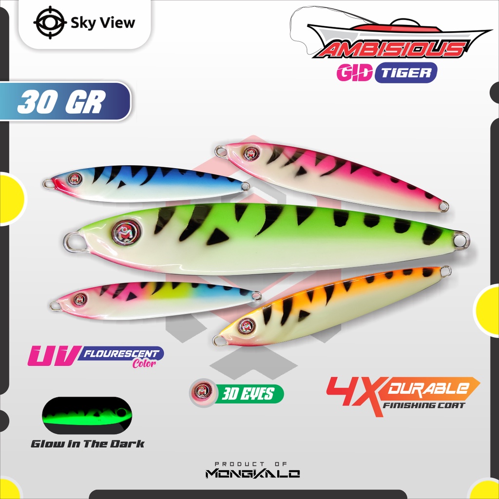Jual Umpan Metal Jig 30 Gram MONGKALO AMBISIOUS FULL GID FLOURESCENT Metal Jig Killer 30g 30 gr ...