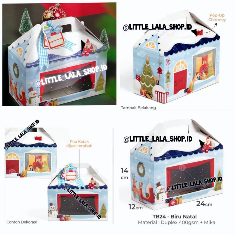 Jual Kotak kue kering Natal bentuk rumah model cerobong asap jendela ...
