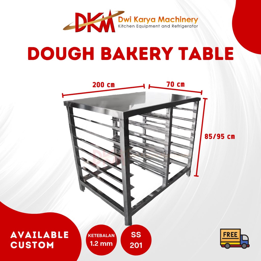 Jual Meja Adonan Roti / Meja Dough Bakery Stainless 200 x 70 x 85 cm ...