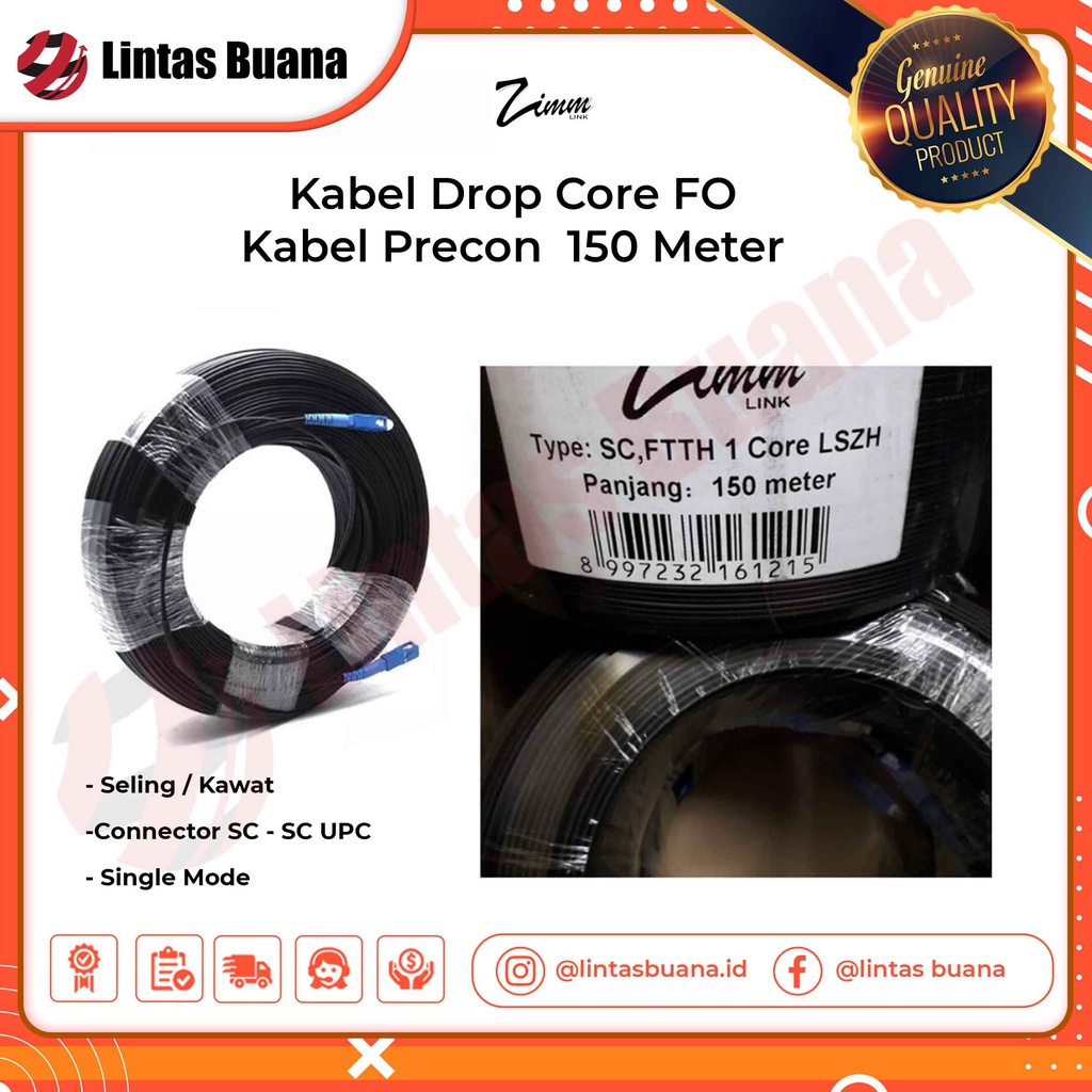 Jual Kabel Drop Core Fiber Optik/Kabel Precon FO 150 Meter | Shopee ...