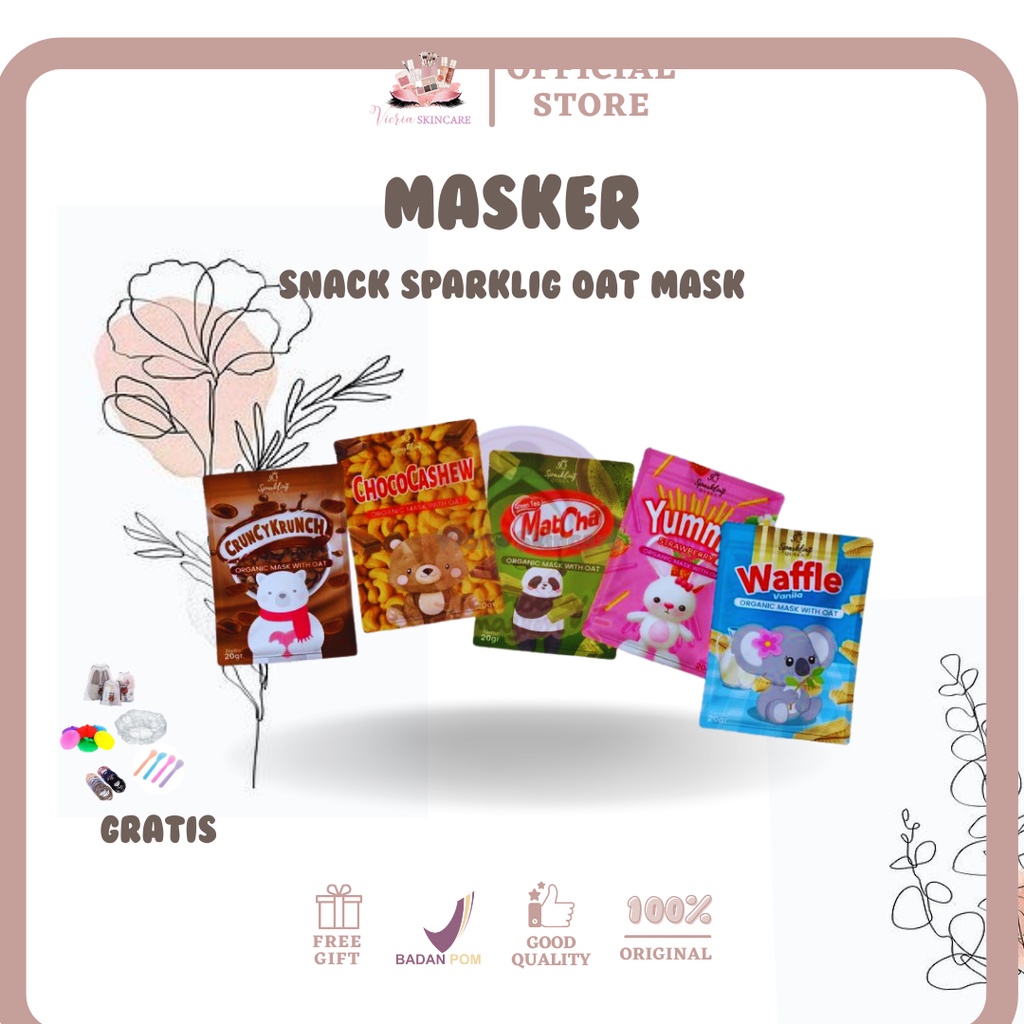 Jual Masker wajah organik masker snack sparklig oat mask with ...