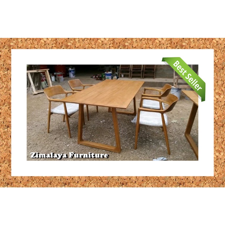 Jual Meja Makan Minimalis Kayu Jati Jepara 4 Kursi Berbusa MURAH | Shopee Indonesia