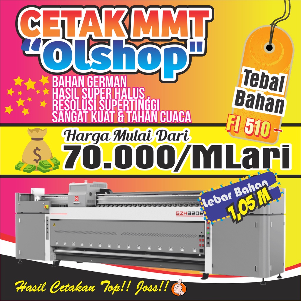 Jual Cetak MMT tebal bahan fl510gram lebar bahan 1 Meter | Shopee Indonesia