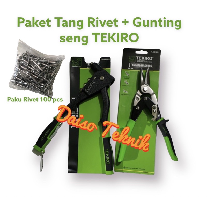 Jual PAKET Tang rivet & Gunting seng TEKIRO + paku rivet 100 pcs ...