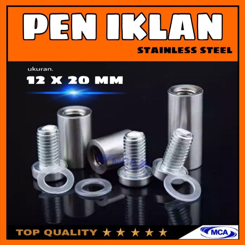 Jual PEN IKLAN 12 X 20 Stainless / 12x20 / Baut Akrilik / Baut Kaca ...