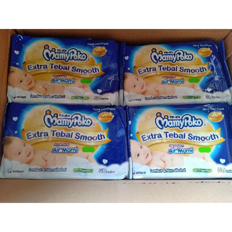 Jual Tissue tisue tisu basah MAMYPOKO EXTRA TEBAL SMOOTH 50 sheet/ tisu ...