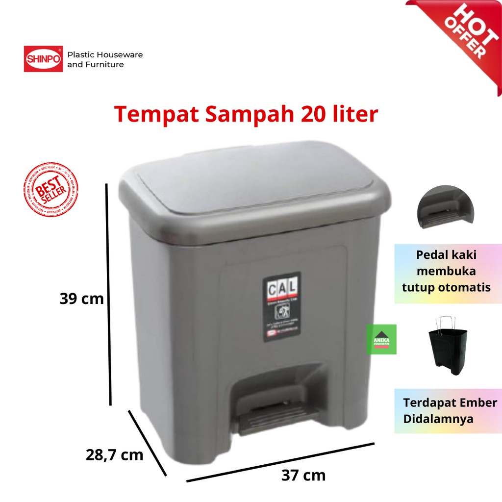 Jual Tempat sampah Injak Step on Dustbin 20ltr 720 Shinpo | Shopee Indonesia