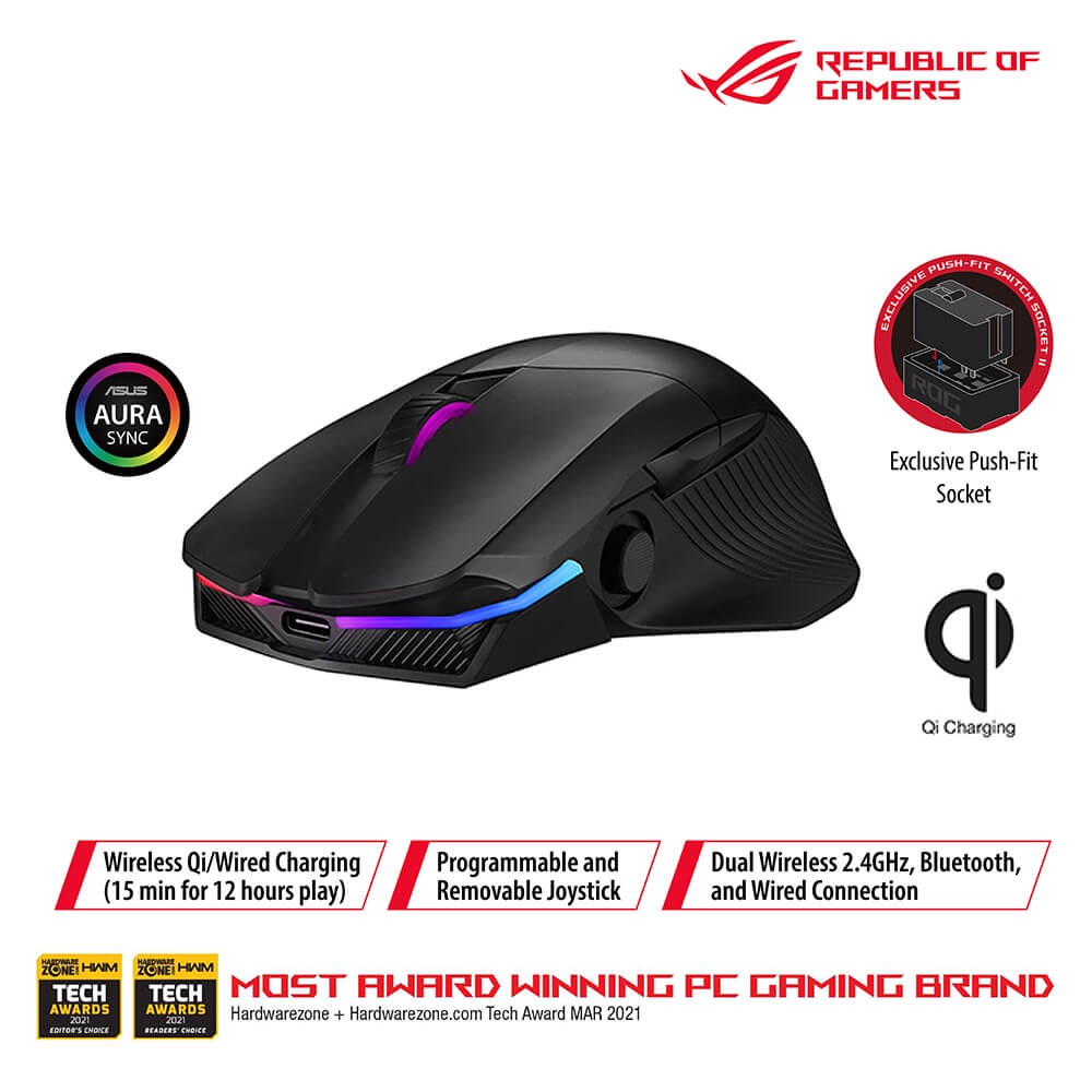 Jual ASUS ROG Chakram RGB wireless Gaming Mouse with Qi charging ...