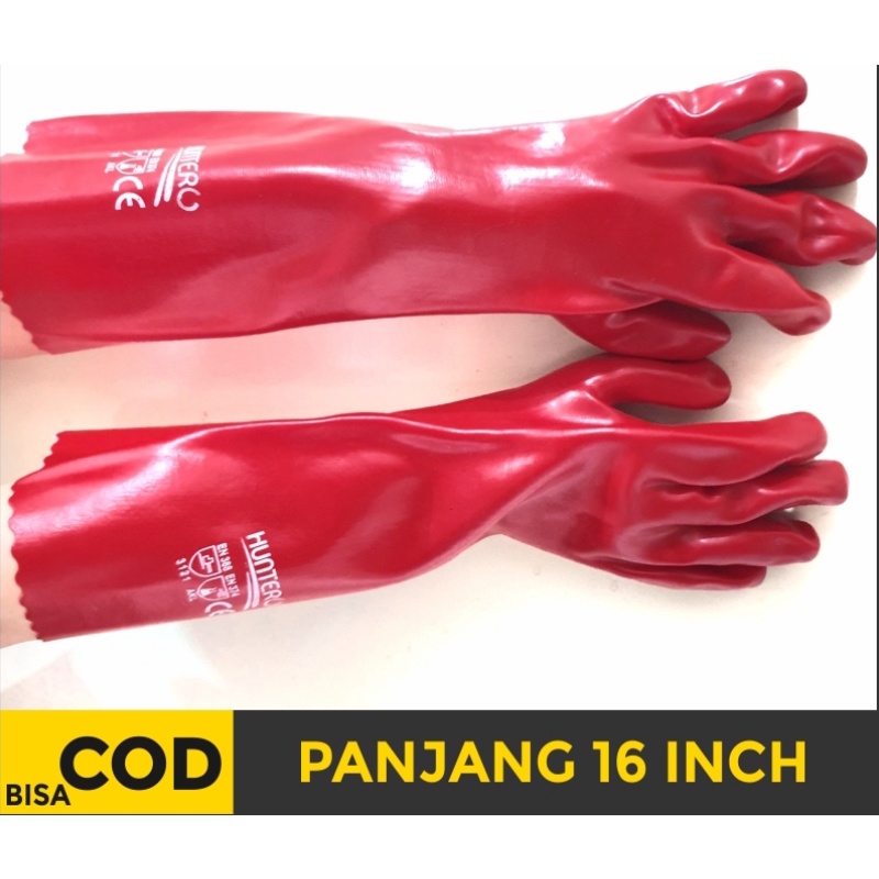 Jual SARUNG TANGAN CHEMICAL KIMIA PVC 16 INCH GOSAVE LEGION HUNTERO KARET | Shopee Indonesia