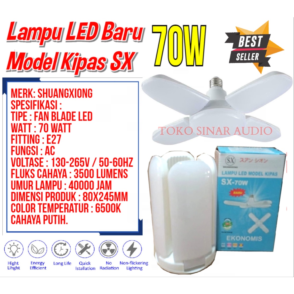 Jual Lampu LED SX Model Kipas 4 Baling - Lampu LED - Lampu Kipas 70 ...