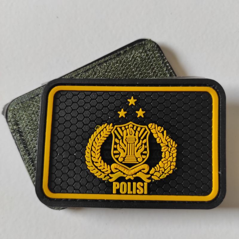 Jual PATCH RUBBER LOGO POLISI/POLRI KOTAK LIS KUNING/TEMPELAN EMBLEM ...