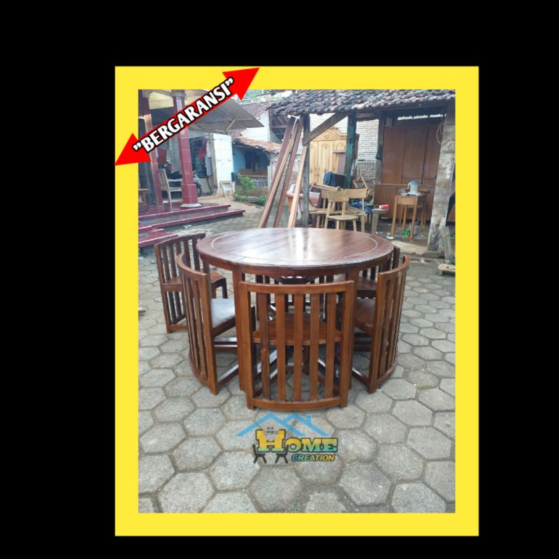 Jual Meja makan makan minimalis estetik murah 6 kursi 1 meja | Shopee ...