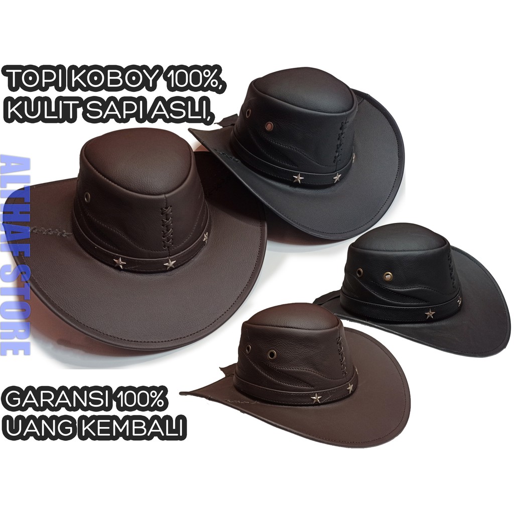 Jual Topi Kulit Cowboy Koboy Koboi 100% Kulit Asli Garut | Shopee Indonesia