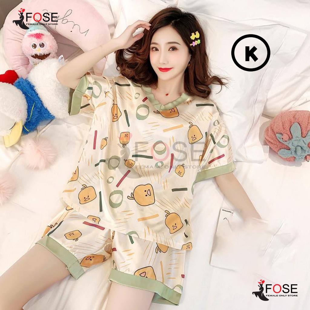 Jual Baju Piama Wanita Piyama Pajamas Set Pendek Tidur Satin Wanita ...