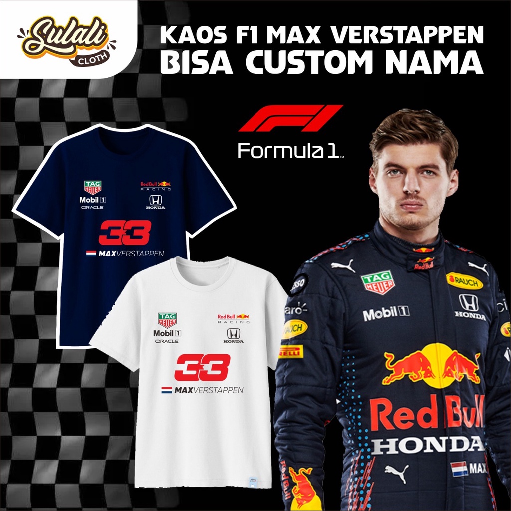 Jual Kaos F1 Max Verstappen (Free Custom Nama & Bendera) - Untuk anak ...