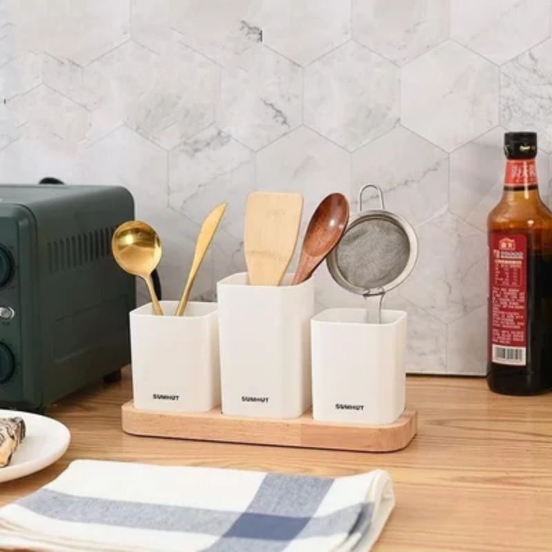 Jual Rak Pengering Sendok Garpu Kayu / Tempat Sendok Garpu Organizer ...