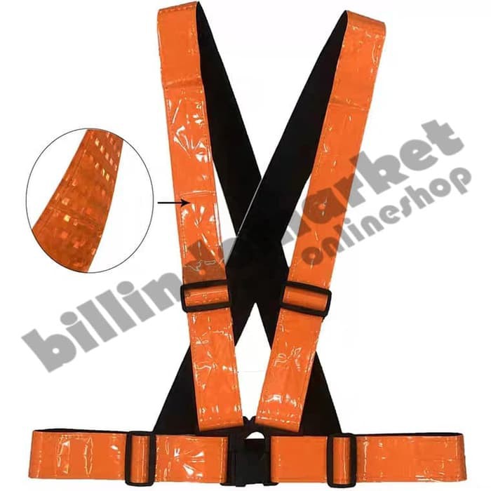 Jual Vertical Reflective Safety Vest Safety Reflective Strap Orange ...