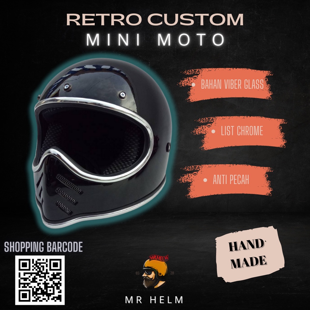 Jual HELM CUSTOM RETRO MINI MOTO 3 / HELM KLASIK ( MR HELM ) | Shopee ...