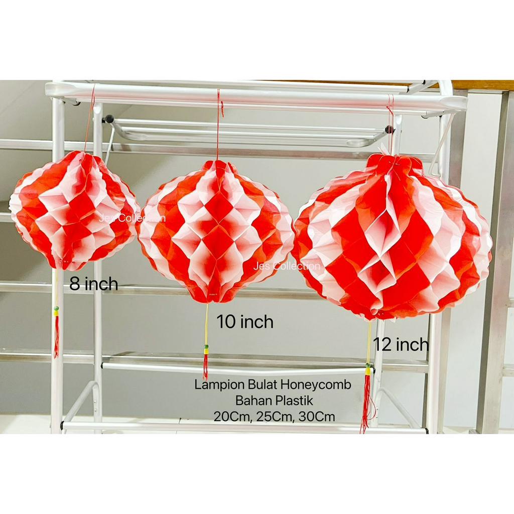 Jual Lampion Gantung Merah Putih bentuk sarang Tawon bahan plastik ...