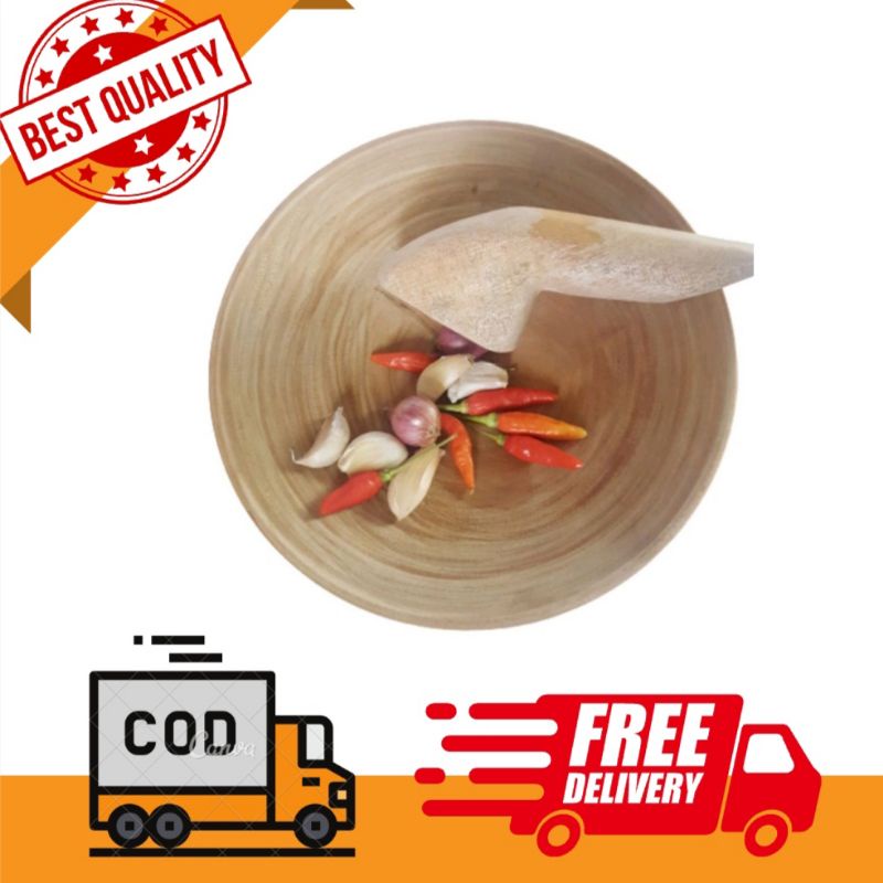 Jual Cobek Kayu + Ulekan Coet Kayu Cobek Tradisional | Shopee Indonesia