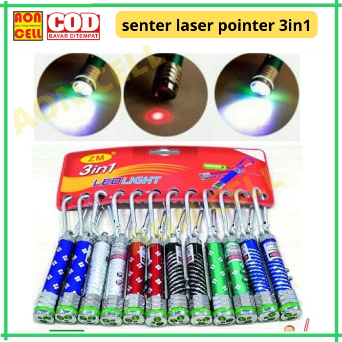 Jual senter laser pointer 3 in 1 jarak jauh untuk persentasi kondisi ...