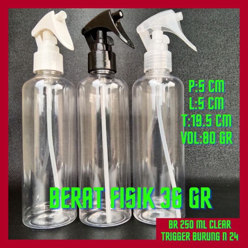 Jual botol 250ml clear tutup trigger burung N24 tutup hitam putih clear | Shopee Indonesia