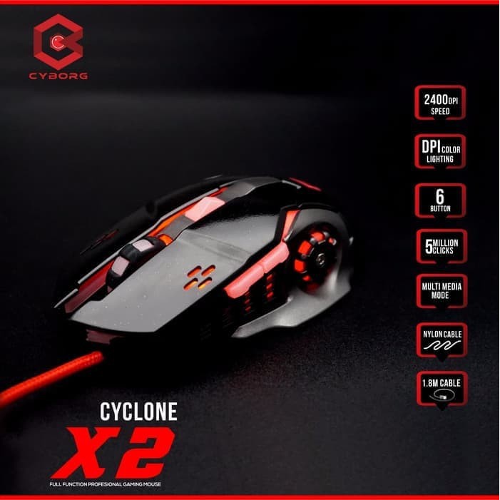 Jual Cyborg X2 Cyclone | USB 6D 2400Dpi | Macro Gaming Mouse | Shopee ...