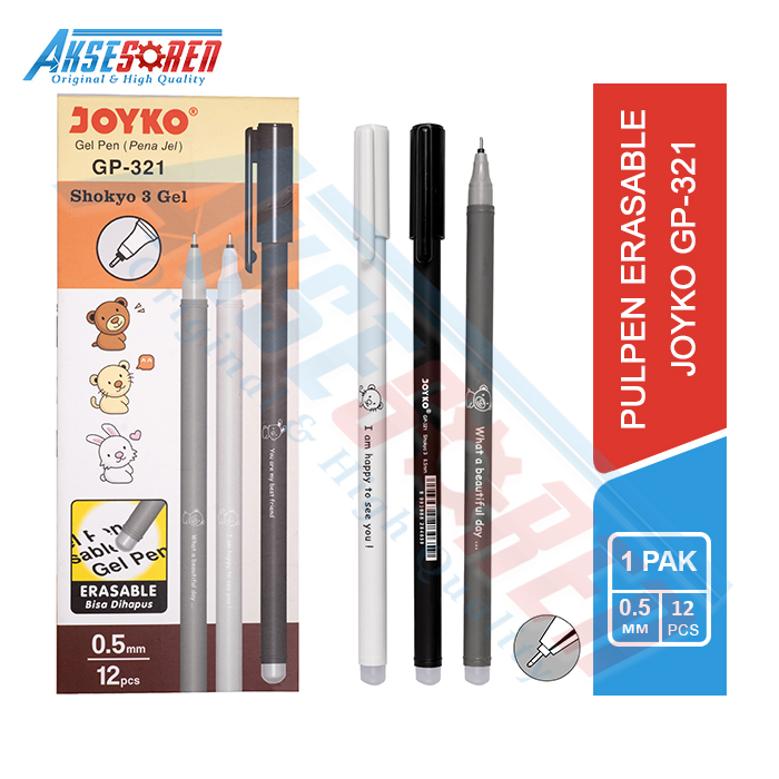 Jual Pulpen Shokyo 3 Joyko [GP-321/12 Pcs] / Erasable Gel Pen ...