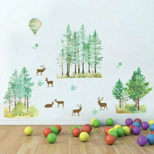 Jual RELIZA WALL STICKER POHON MAPLE RUSA HUTAN BALON UDARA TREE STIKER ...