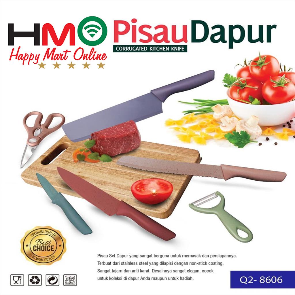 Jual Pisau Daput Set 6 Pcs Set Stainless Steel Non Stick Q2 8606 ...