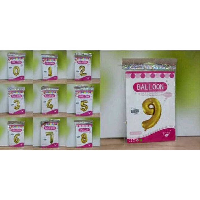 Jual BALON EMAS ANGKA 0 - 9 /GOLD NUMBERS CANDLES / PARTY BALLONS ...