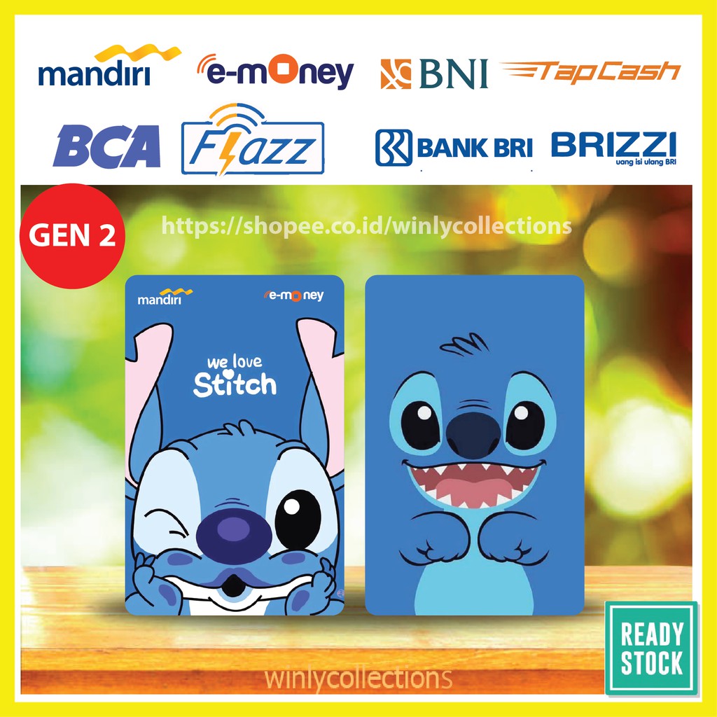 Jual KARTU EMONEY ETOLL WE LOVE STITCH ANIME FLAZZ BCA GEN 2 MANDIRI ...