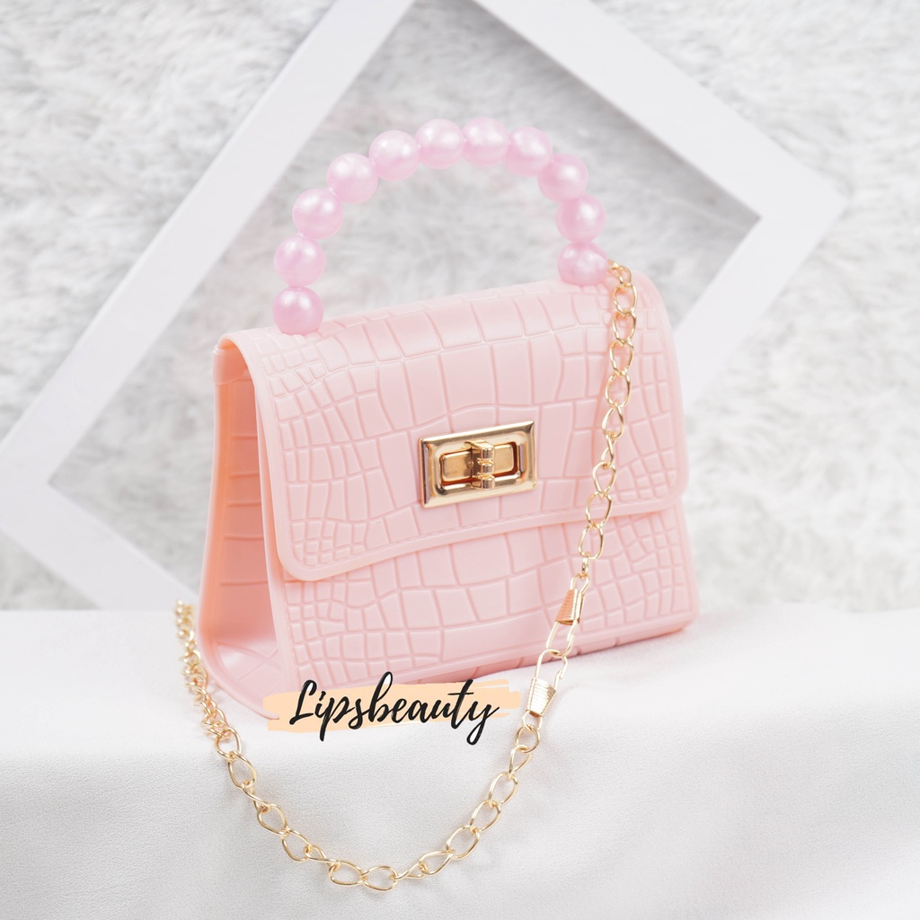 Jual Tas Jelly Glossy Mini Croco Pearl Warna | Tas Jelly Mutiara Warna ...