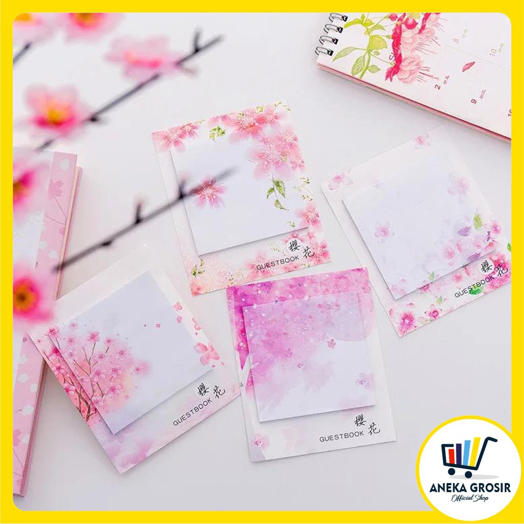 Jual ANEKAGROSIR | STICKY NOTE MOTIF BUNGA SAKURA - MEMO MINI - STICKY ...
