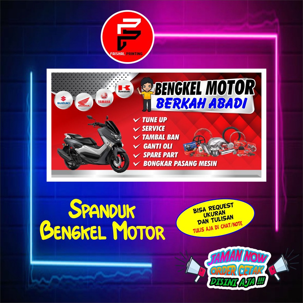 Jual Spanduk Bengkel Motor / Banner Bengkel Motor / Spanduk Bengkel ...