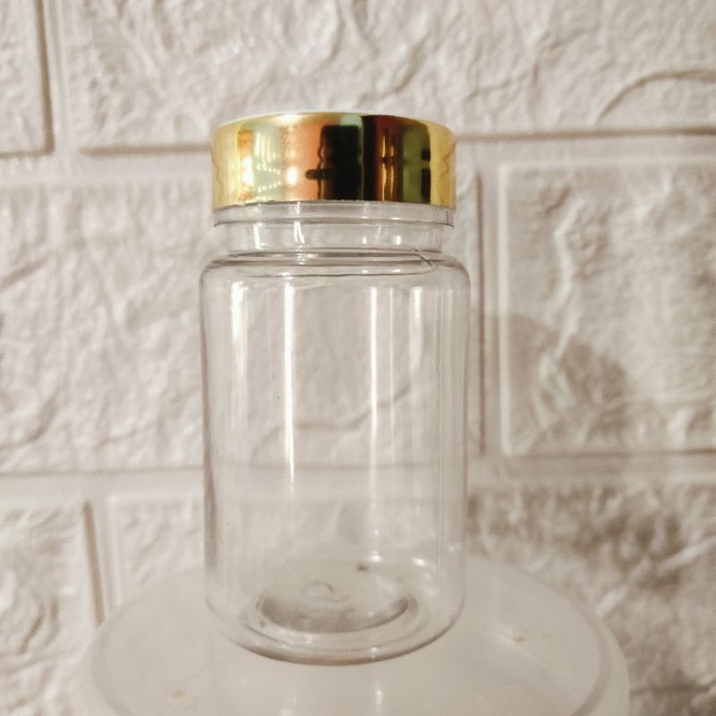 Jual Botol Kapsul isi 30 bening tutup gold 100ml + Plug Inner | Shopee ...