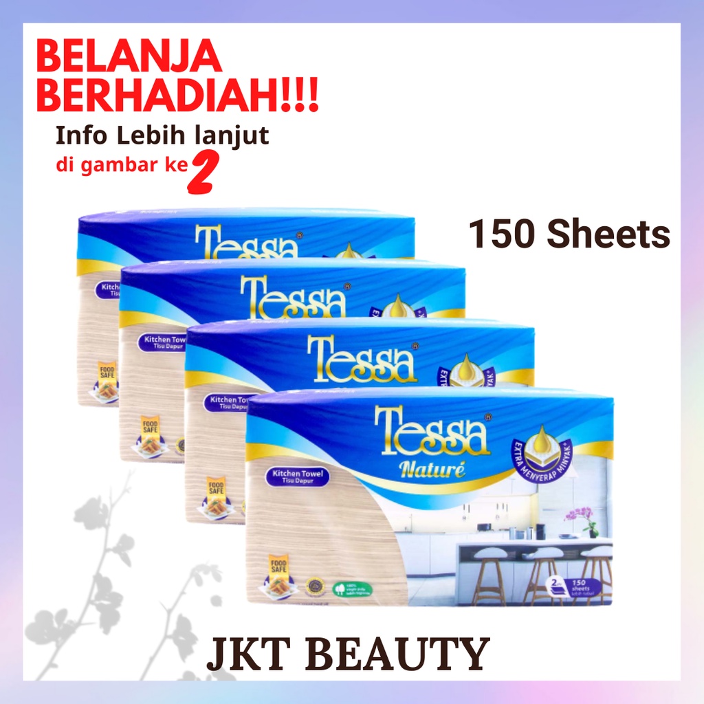 Jual TISSUE TESSA 4 PACK NATURE KITCHEN TOWEL INTERFOLD 150 SHEETS ...