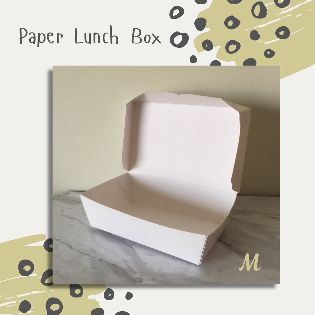Jual Paper Lunch Box Putih ukuran M / Kotak Makan Kertas / Kemasan ...