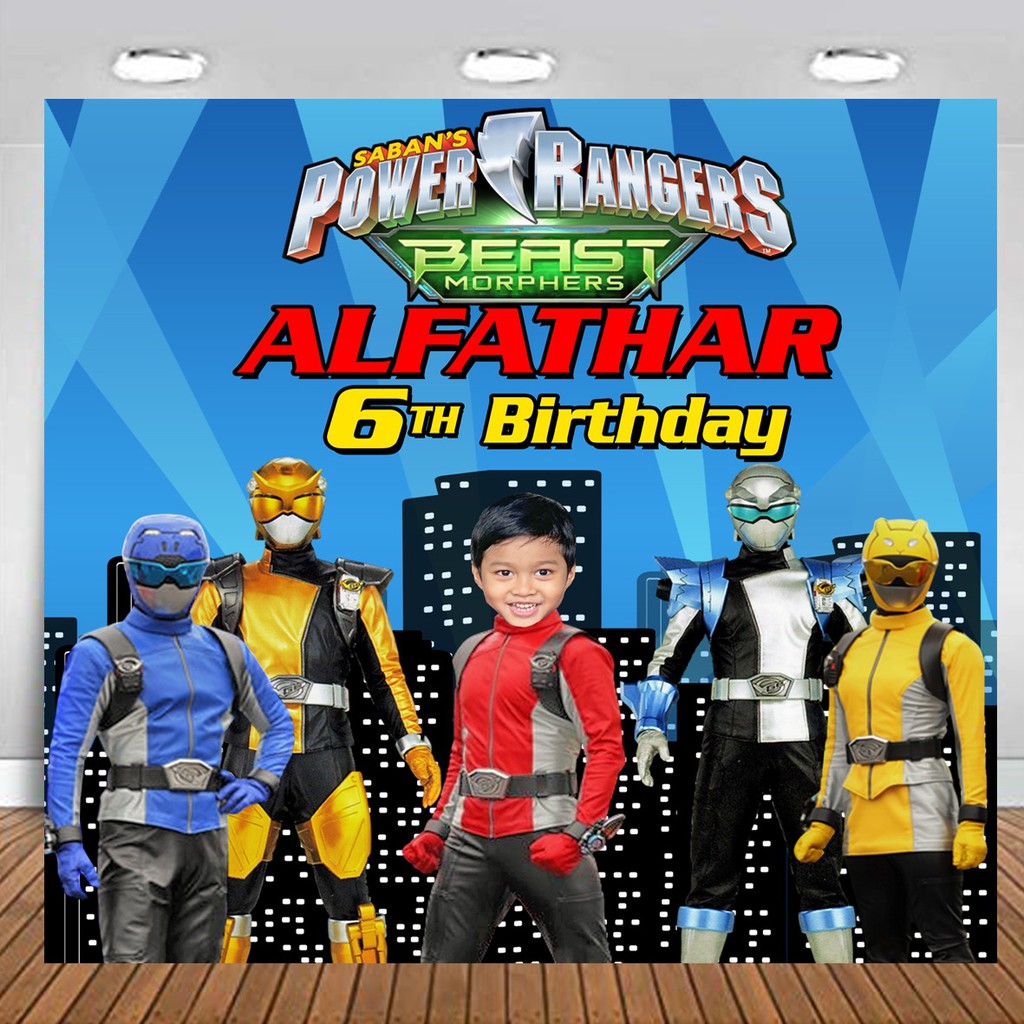 Jual Power Rangers Beast Morphers Backdrop Flexi Banner Birthday ...