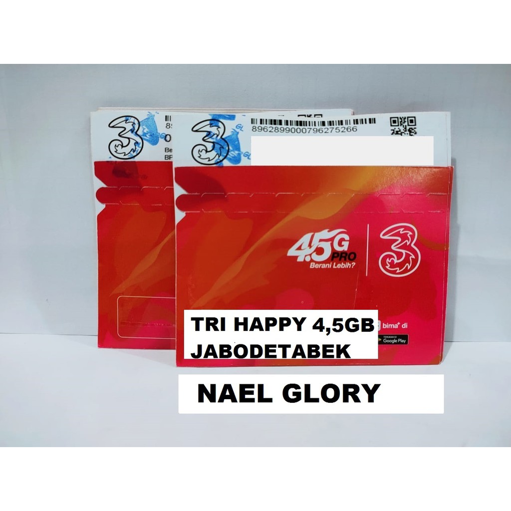 Jual PERDANA TRI HAPPY 4,5GB JABODETABEK | Shopee Indonesia