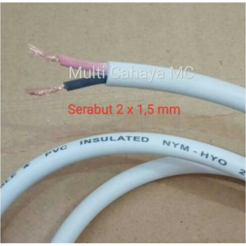 Jual Kabel Serabut 2x1.5 mm Meteran / Kabel Listrik 2x1,5 mm Putih / Kabel NYMHY 2x1,5 mm ...