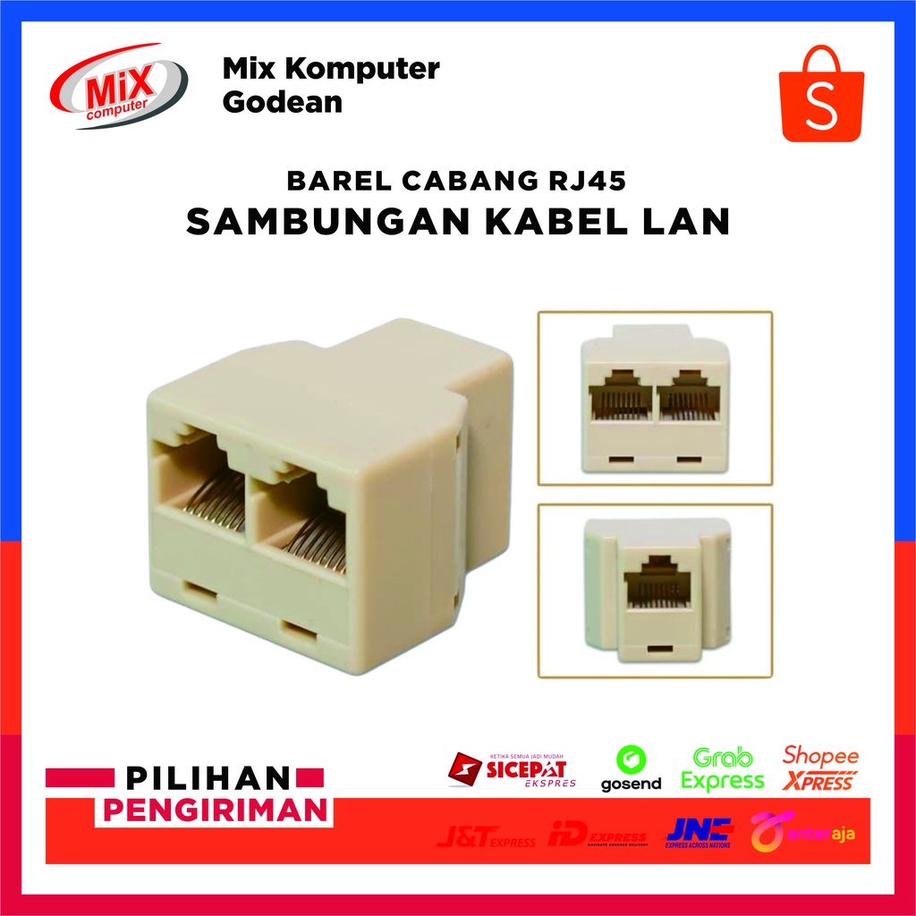 Jual Barel RJ 45 Double Cabang 2 / Barrel RJ45 Dobel - Sambungan Kabel ...