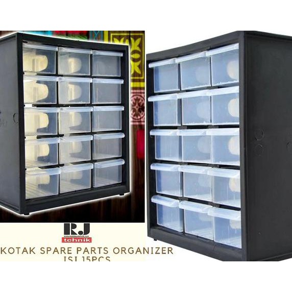 Jual mk~ Kotak Rak Komponen Spare Part isi 15 Laci Tool Box 15 Drawer ...
