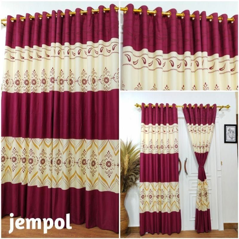 Jual GORDEN JENDELA DAN PINTU MODEL SMOKRING MOTIF RED SURYA | Shopee ...
